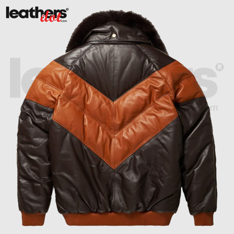 V-Bomber Down Goose Leather Jacket For Men | dotleathers
