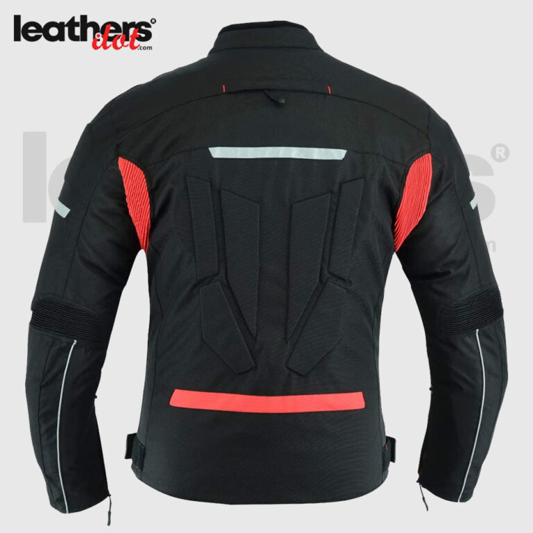 Red-Black Slim Fit Men Cordura Jacket For Men with Armoured Protectors